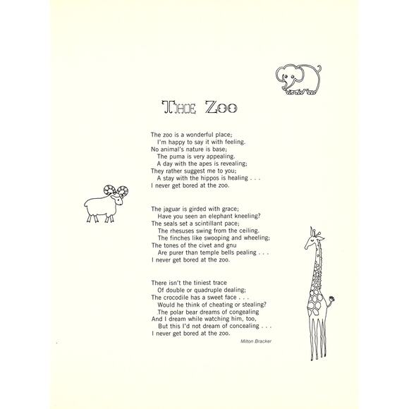 None and/or Unknown | Other | The Zoo Milton Bracker 97s Poem Retro ...